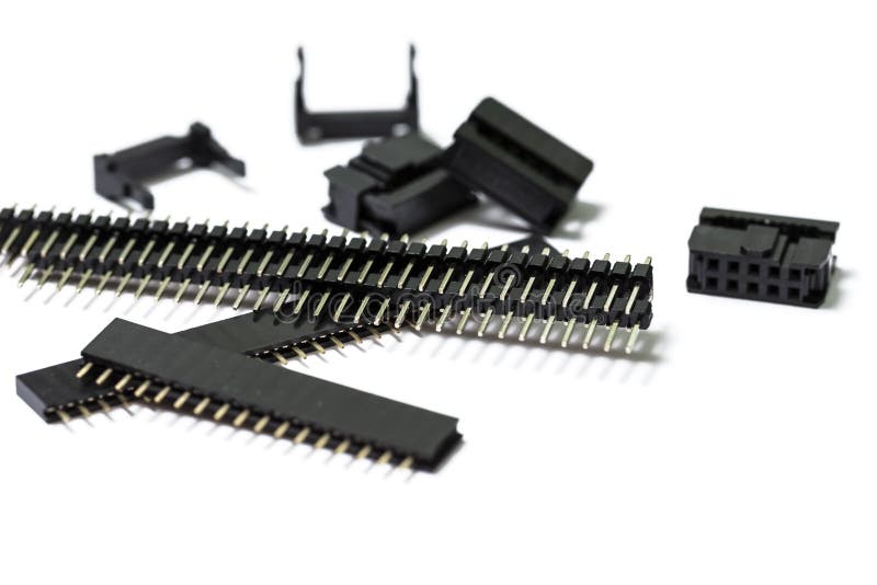 Macro Shot of Long Straight PCB Connectors or Terminal Blocks Placed ...