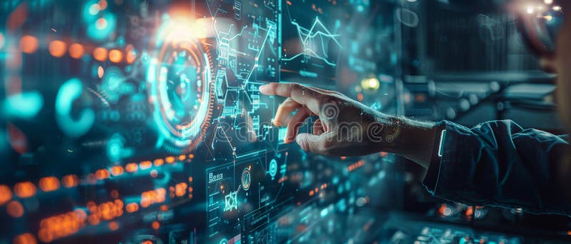 A Macro Shot of a Machine Operator Troubleshooting an Automated System ...