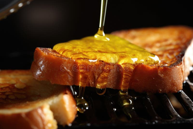 Macro Shot of Melted Butter Seeping into Grilled Bread Stock ...