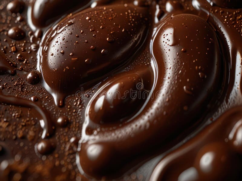 Macro Shot of Melted Chocolate Droplets with Rich and Glossy Texture ...