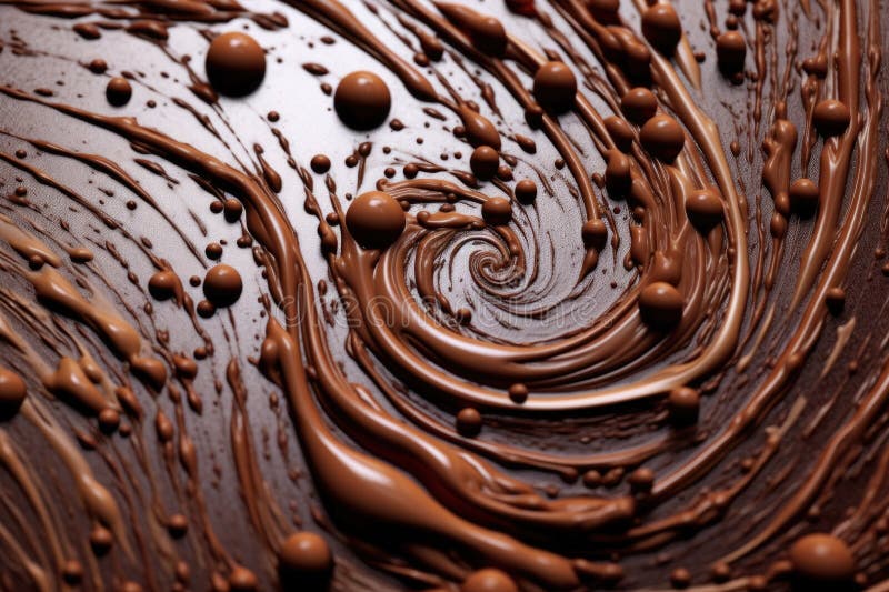 Macro Shot of Melted Chocolate Swirls and Patterns Stock Illustration ...