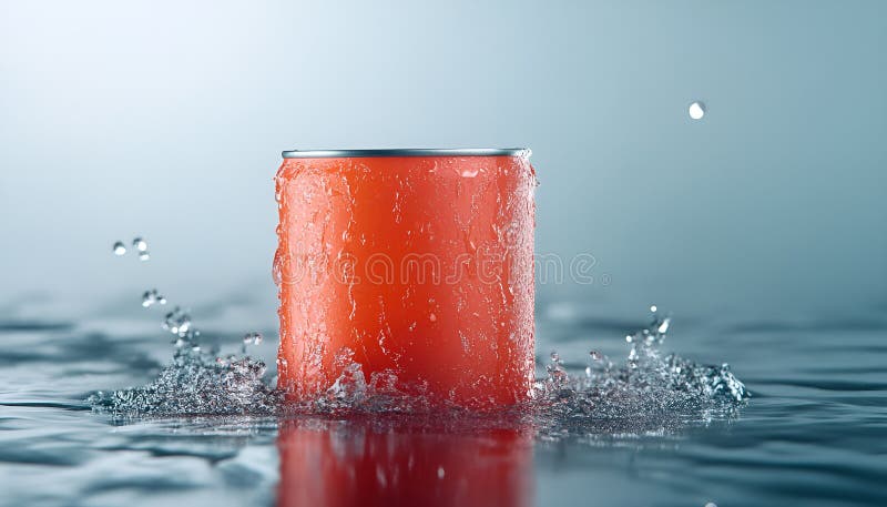 Macro Shot a Melting Red Can Made from Orange Ice on a Minimalist ...