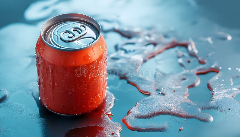 Macro Shot a Melting Red Can Made from Orange Ice on a Minimalist ...