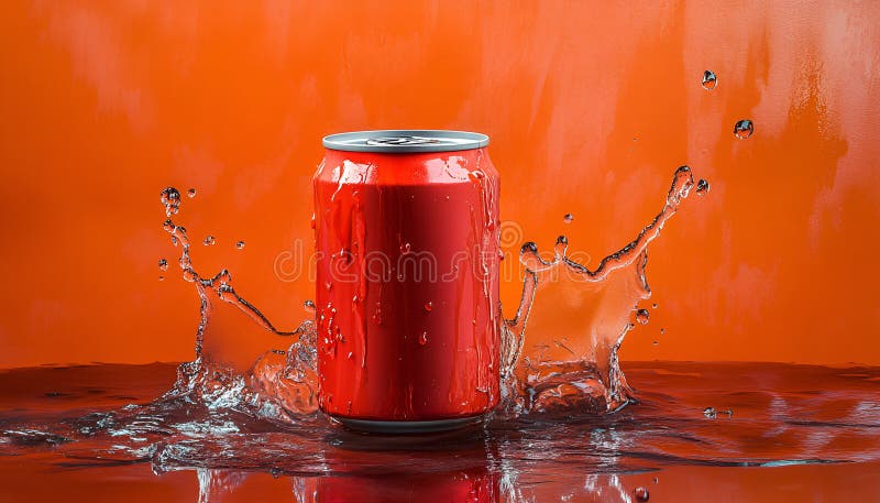 Macro Shot a Melting Red Can Made from Orange Ice on a Minimalist ...
