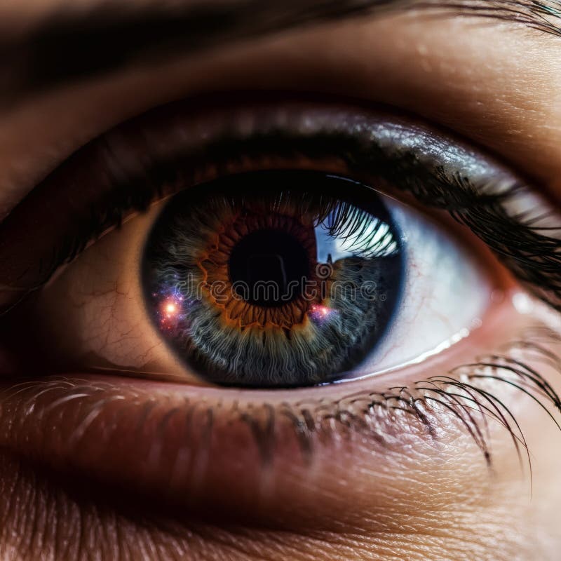 Macro Shot of Mesmerizing Human Eye with Cosmic Reflection Vibrant Iris ...