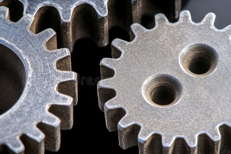 Macro Shot Metal Gears Interlocking Teeth Showcasing Industrial ...