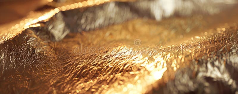 A Macro Shot of Metallic Paper with a Shiny, Reflective Texture. the ...
