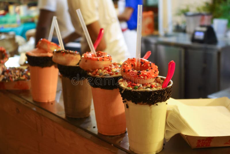 Donut Milkshake editorial stock photo. Image of cuisine - 177707613