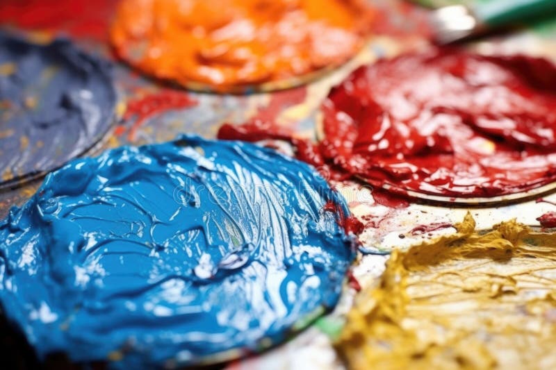 Macro Shot of Mixing Paint on Palette Stock Image - Image of process ...