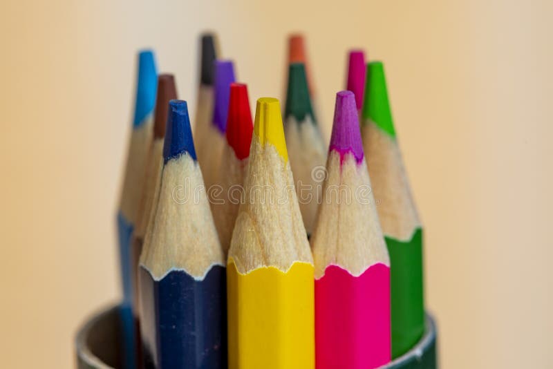 Macro Shot of Multi-colored Drawing Pencils. Stock Image - Image of ...
