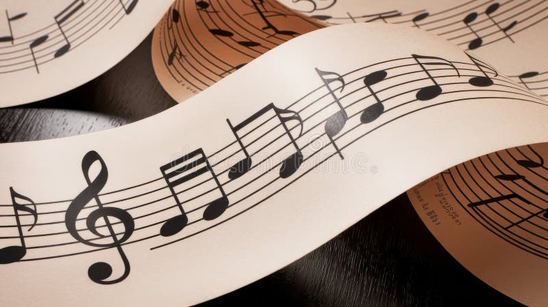 Macro Shot of Music Notes on a Gently Wavy Music Sheet Stock ...