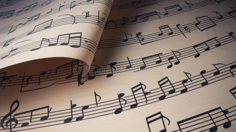 Macro Shot of Music Notes on a Gently Wavy Music Sheet Stock ...