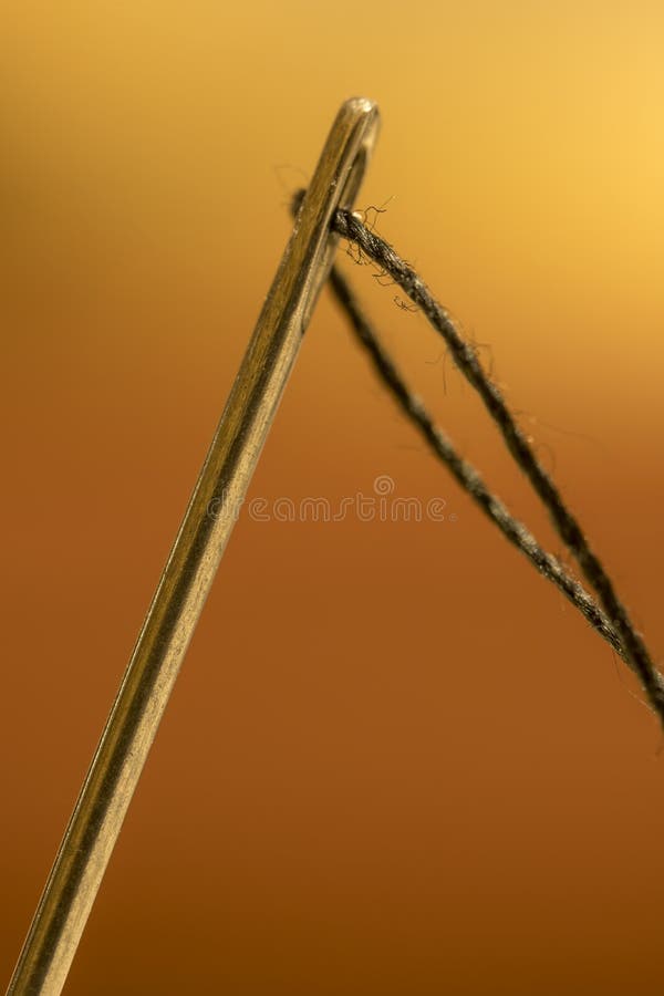 Needle with Eye Black Thread. Stock Photo - Image of sewing, fashion ...