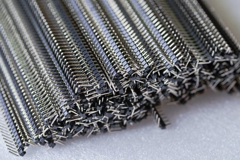 Macro Shot of New Straight PCB Connectors Placed in Line Over White ...