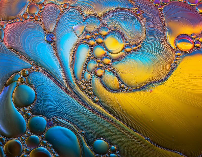 Macro Shot of Oil and Water Interaction Creating Psychedelic Patterns ...