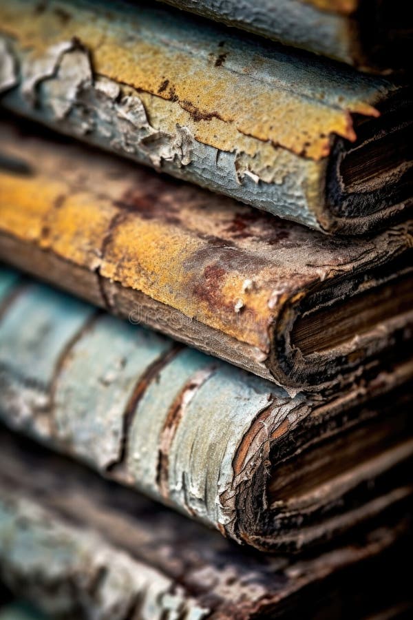 Macro Shot of Old Book Page Edges, Showing Age Stock Illustration ...