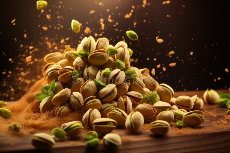 Macro Shot of Pistachio Nuts Falling in Dynamic Splash for Snack ...