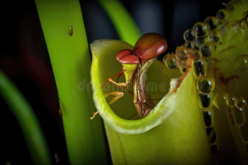 Macro Shot of Pitcher Plant with Insect Trapped Inside Stock Photo ...