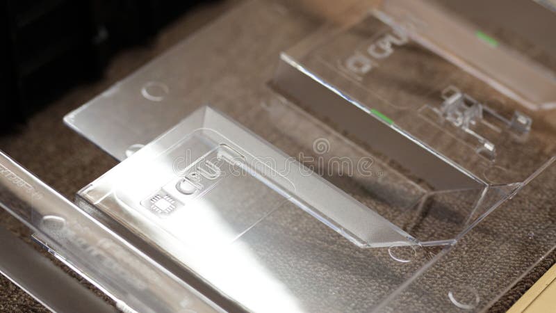 Macro Shot of a Plastic CPU Case with Light Reflections Stock Photo ...