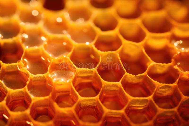 Macro Shot of Pollen Stored Inside Honeycomb Cells Stock Photo - Image ...