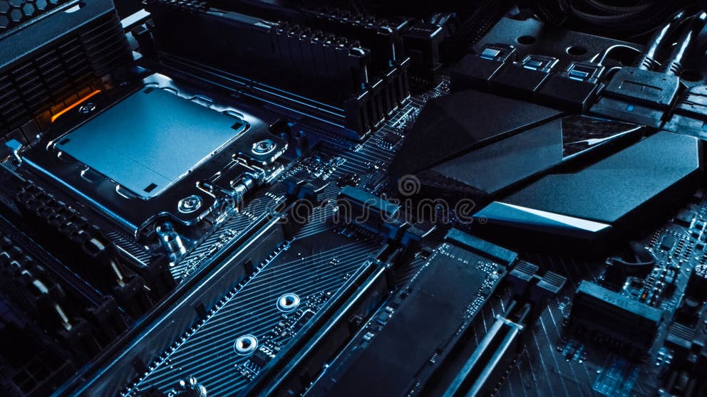 Macro Shot of Printed Circuit Board with Computer Motherboard ...