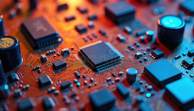 Macro Shot Printed Circuit Board with Integrated Circuit Chips ...