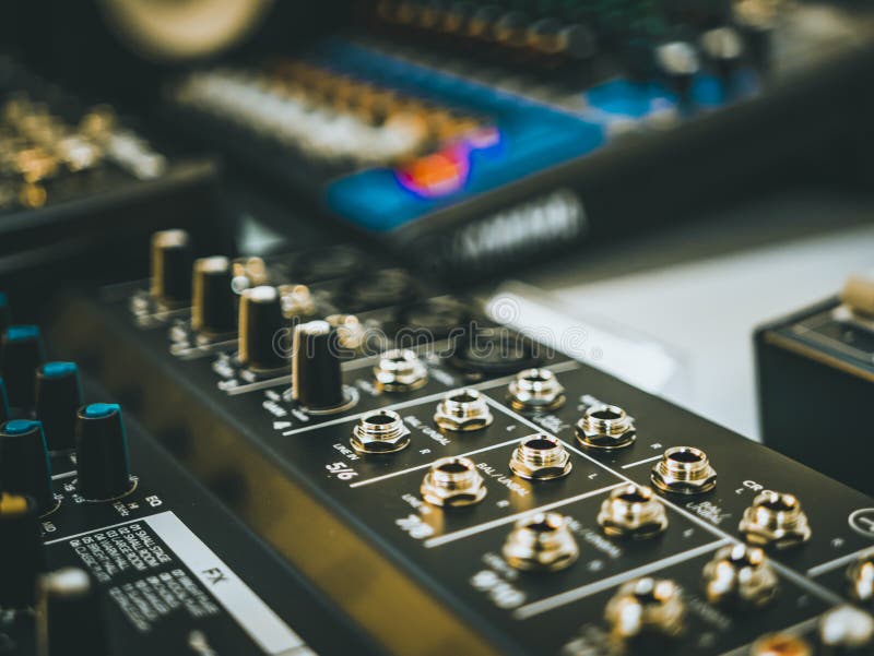 Professional Audio Equipment with Faders Knobs and Buttons Stock Photo ...