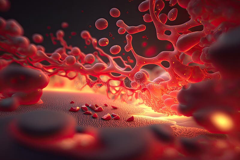 Macro Shot of Red Blood Cells in Artery. Created with Generative AI ...