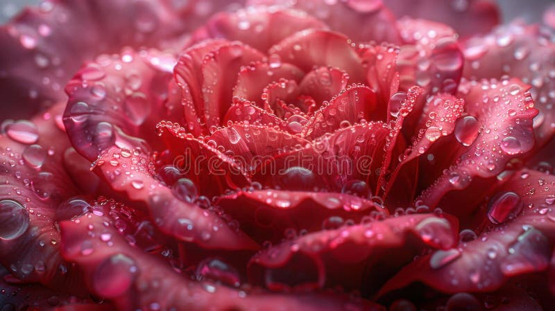 Macro Shot of a Red Rose with Dew Drops Stock Illustration ...