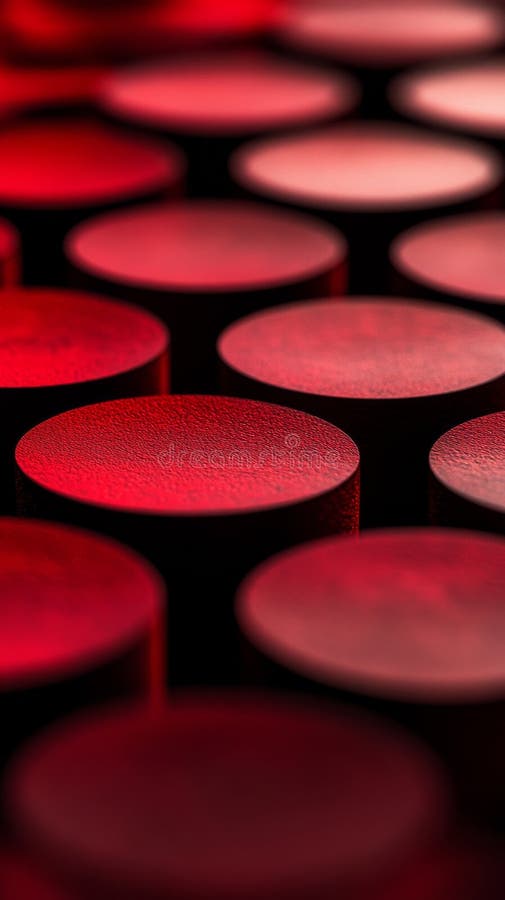 Macro Shot of Red Textured Cylinders in Soft Focus, Abstract Close-up ...