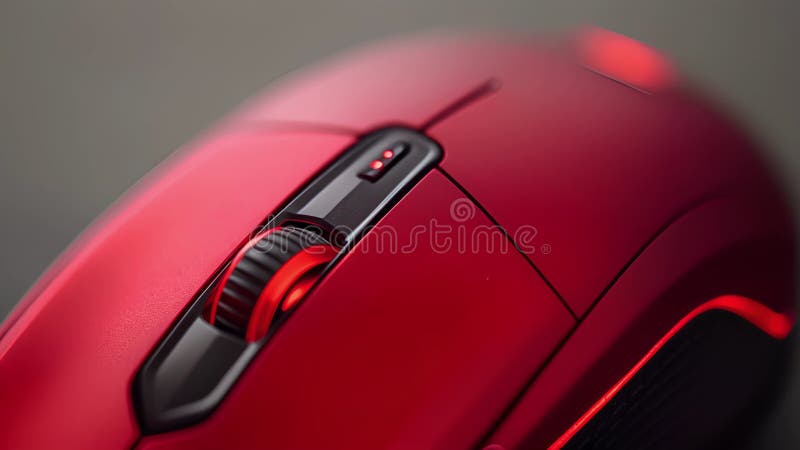A Macro Shot of a Red Wireless Mouse Showcasing Its Precise Laser ...