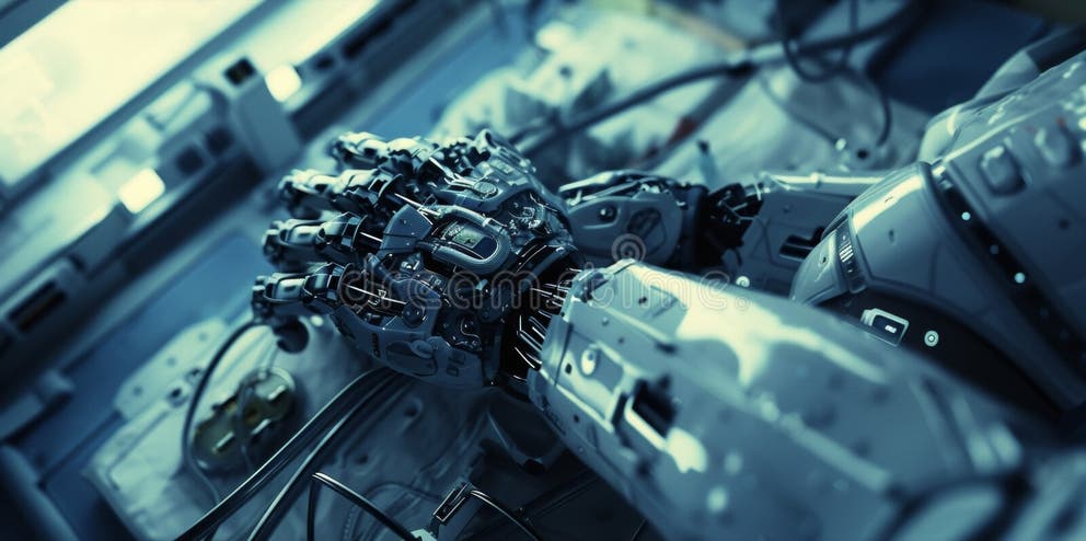 A Macro Shot of a Robotic Arm Using Precise and Calculated Movements To ...