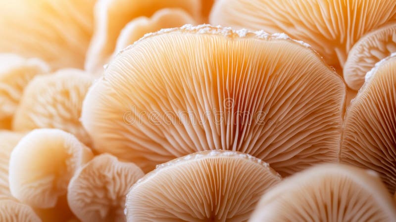 A Macro Shot of a Sajor-caju Mushroom, Emphasizing Its Delicate Gills ...