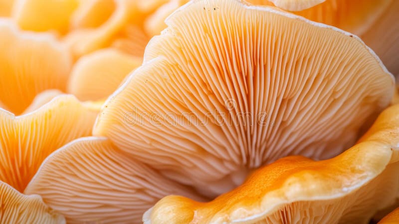 A Macro Shot of a Sajor-caju Mushroom, Emphasizing Its Delicate Gills ...