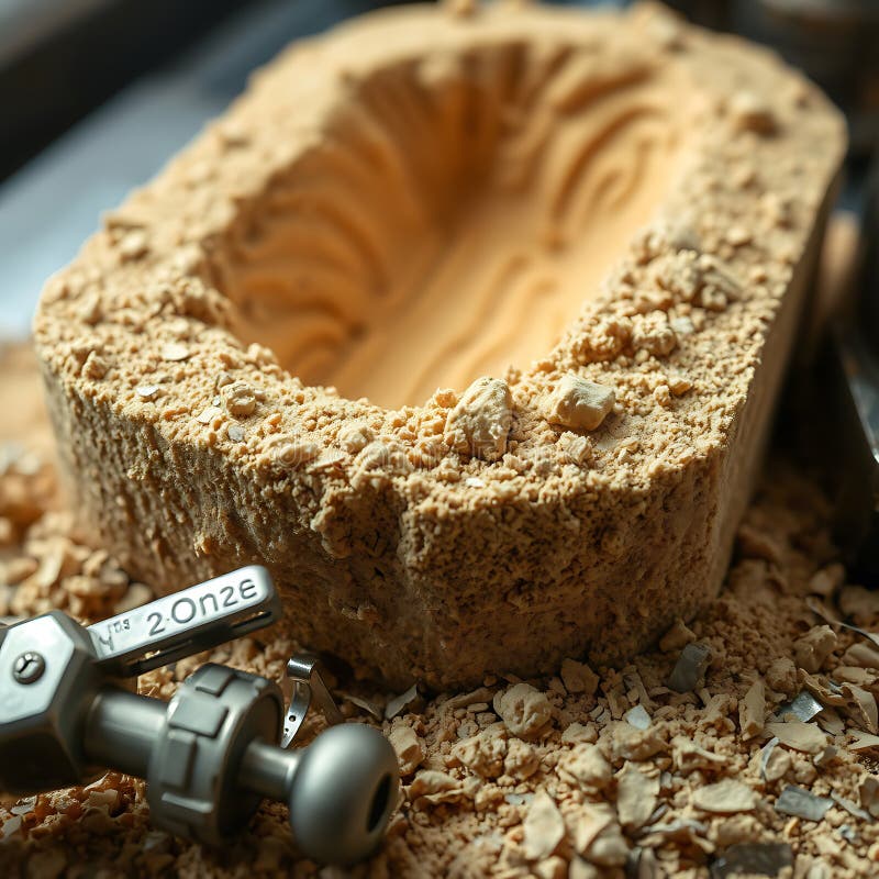 Macro Shot of a Sand Mold Filled with Detailed Textures Surrounded by ...