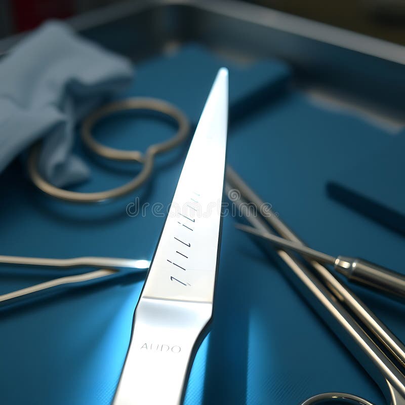 A Macro Shot of a Sharp Scalpel Blade Reflecting Light Placed on a ...