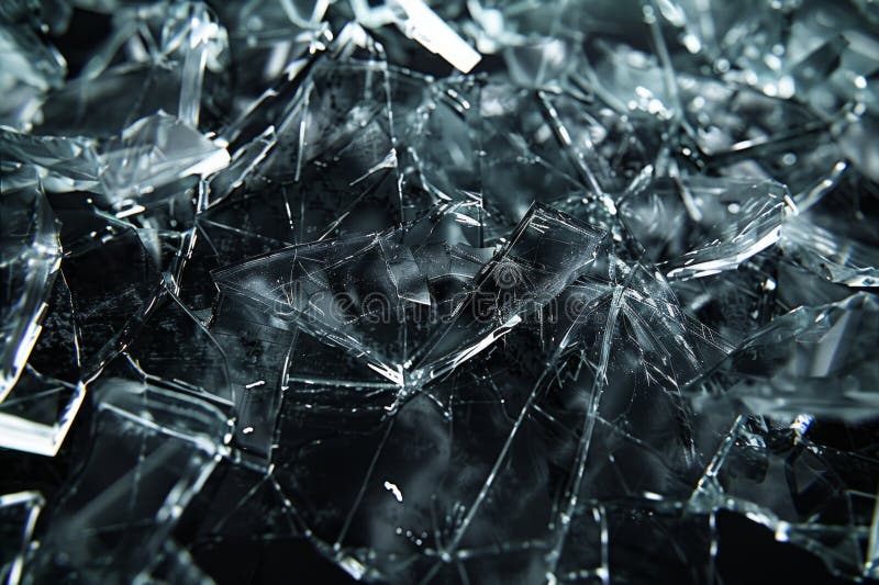 Macro Shot of a Shattered Glass Texture with Sharp, Jagged Edges ...