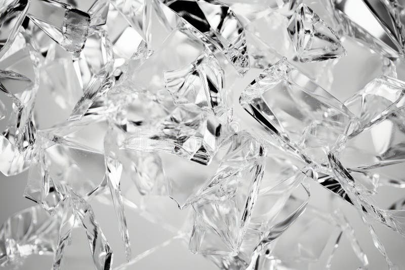 Macro Shot of Shattered Ice Texture, Clear Jagged Shards Forming a ...