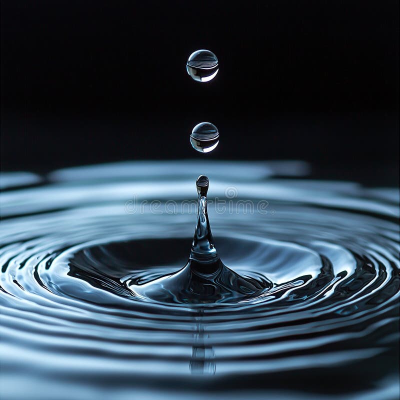 Water Drop Impact Creating Crown Splash Ripples Serene Surface Stock ...