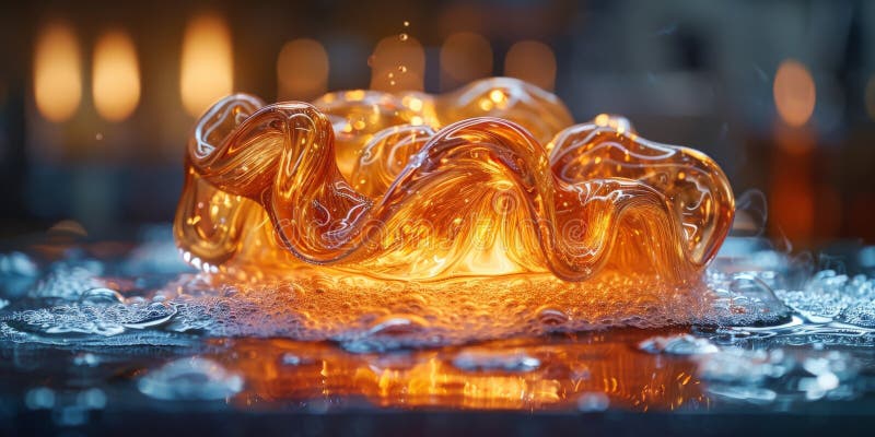 A Macro Shot Showing Melted Glass on a Table Surface Stock Image ...