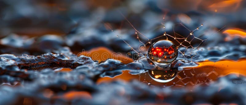 A Macro Shot of a Single Drop of Water, Illuminated by a Red Light from ...