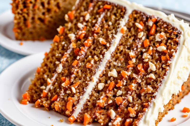 Macro Shot of a Slice of Carrot Cake, Showcasing the Dense Texture and ...