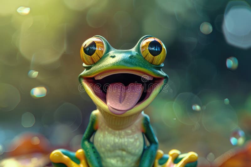 Macro Shot of Smiling Frog on a Leaf in Natural Habitat Stock Image ...