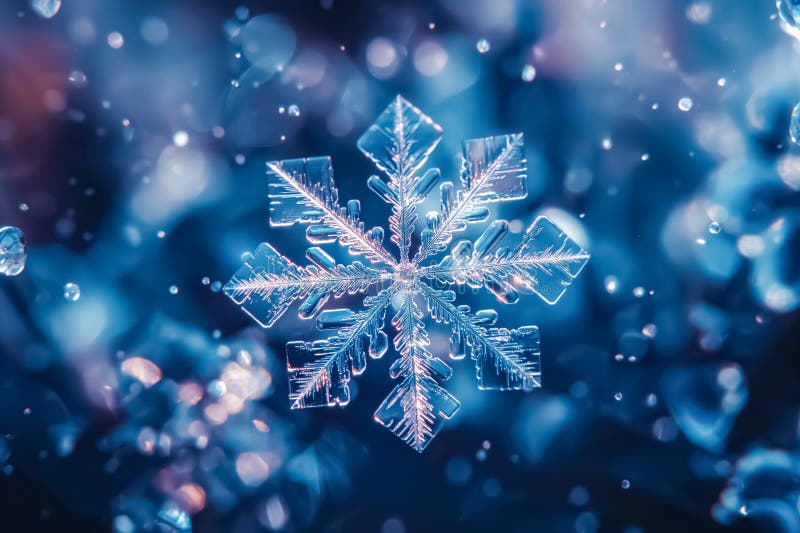 Macro Shot of a Snow Crystal, AI-generated. Stock Illustration ...