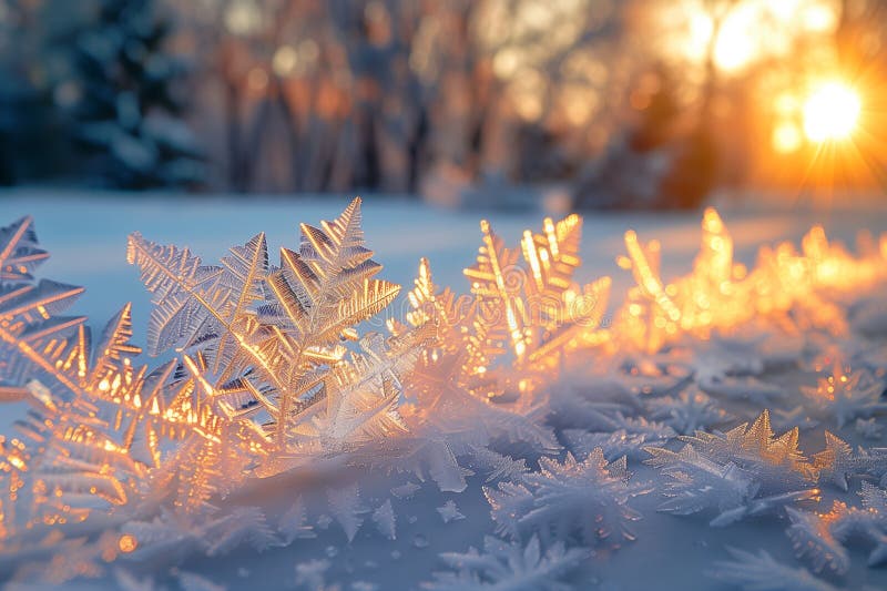 Macro Shot of a Snowflake with Sun Shining in the Background Stock ...