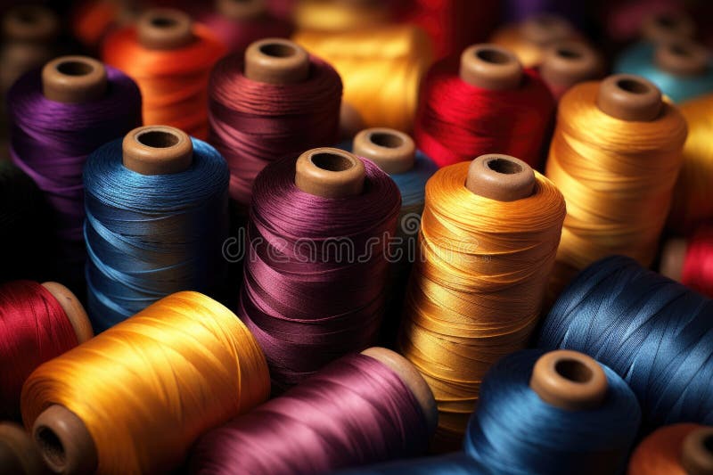 Macro Shot of Spools of Threads in Various Colors Stock Image - Image ...