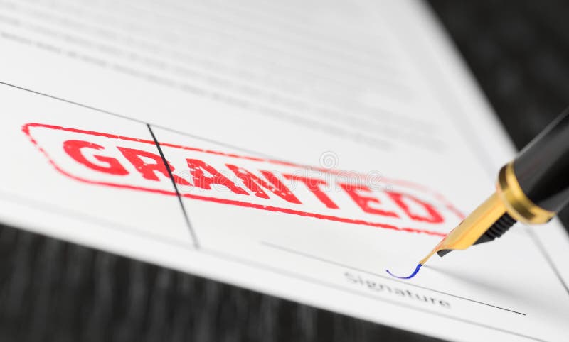 Macro Shot of Stamp Granted on a Document. Stock Image - Image of fund ...