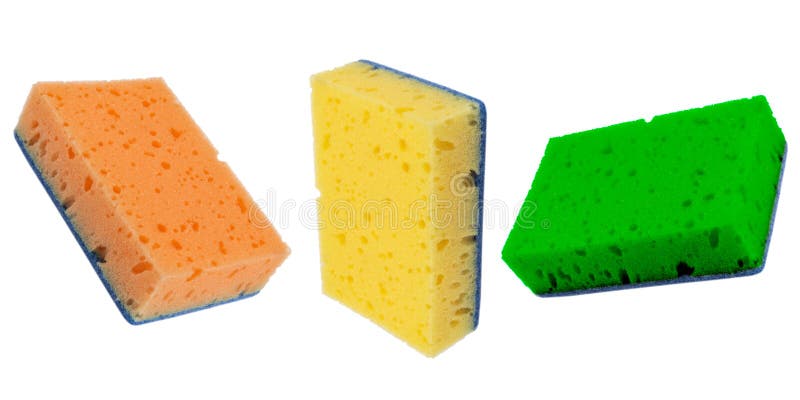 Surface of Plastic Multicolored Sponge Isolated on White Background ...