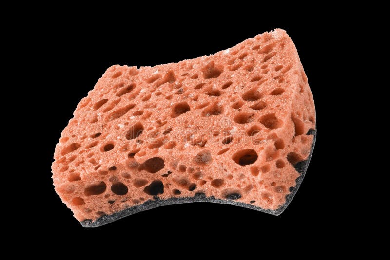Macro Shot of a Surface of Plastic Red Sponge Isolated on Black ...