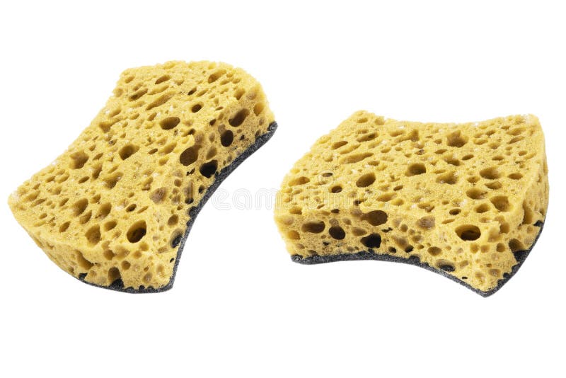 Macro Shot of a Surface of Plastic Yellow Sponge Isolated on White ...